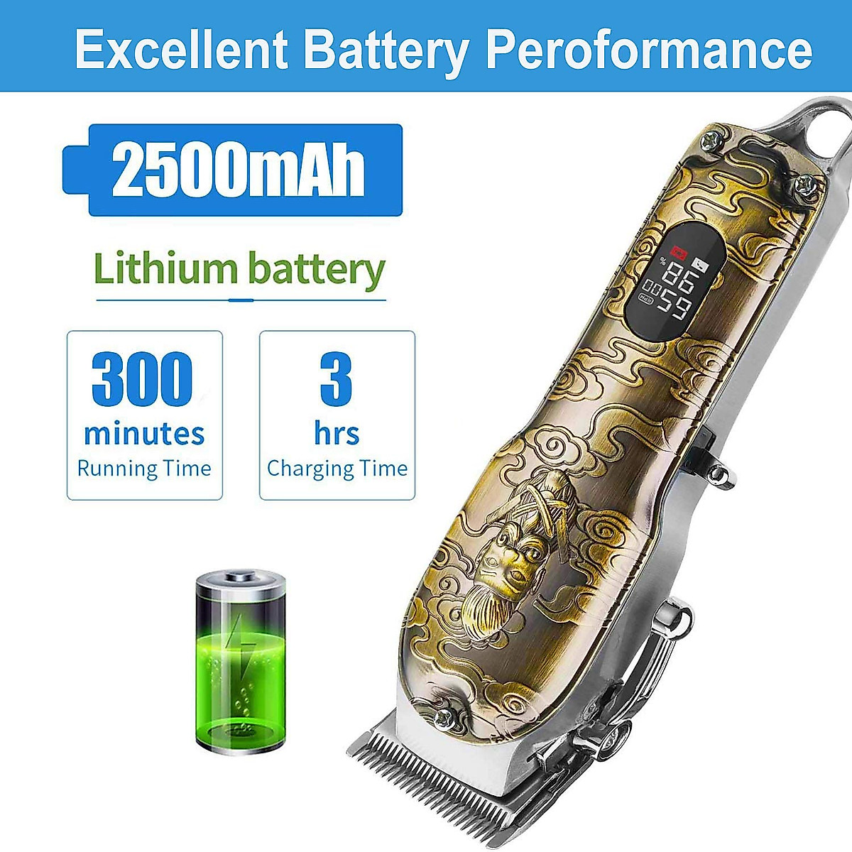 Suttik Hair Clippers for Men Professional, Cordless Barber Clippers for Hair Cutting, Beard Trimmer Hair Cutting Kit with LED Display