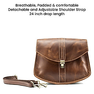 Handmade World Premium Leather Crossbody Satchel Bag For Women Handbag Travel Purse and Sling Saddle Bag (Brown)