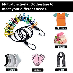 Clothesline，Retractable Portable Clothesline for Travel，Clothing line with 12 Clothes Clips，for Indoor and Outdoor Laundry Drying line，Outdoor Camping Accessories