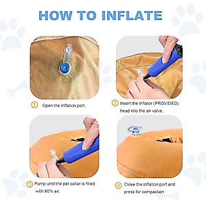 Inflatable Dog Cone, Soft Dog Cone Collar After Surgery for M L XL Dogs, with Detachable Anti Licking Shield and Inflator, 2 in 1 Adjustable Alternative, Does Not Block Vision, L