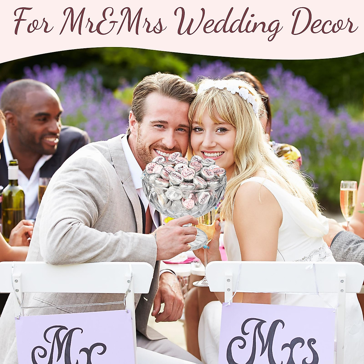 Crtiin 504 Pieces Round Wedding Stickers Pink Wedding Candy Stickers Labels Wedding Chocolate Drop Kisses Sticker Bulk for Envelope Gift Wrapping Mini Decor Bridal Shower Party Supplies