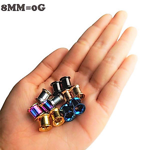 HISHION 12pcs Stainless Steel Tunnels for Ears Gauges 6g-20mm Screw Fit Double Flared Expander Set for Women Men Body Piercing Jewelry(6mm 2G)