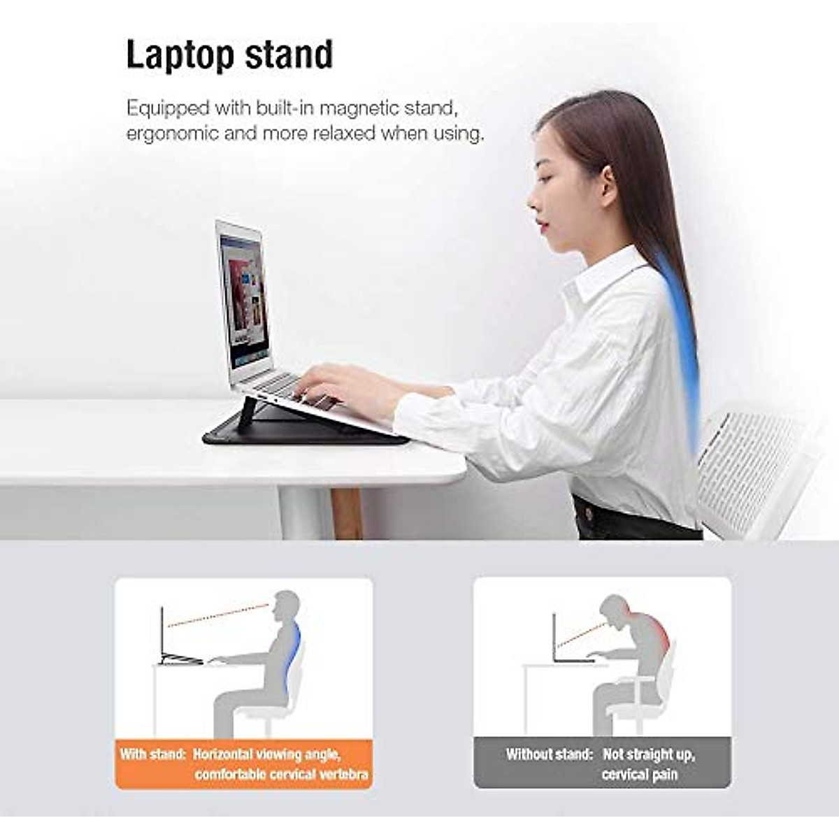 Nillkin 15.6 inch Laptop Sleeve Case Laptop Stand Adjustable, Computer Shock Resistant Bag with Mouse Pad for MacBook Pro 16"/15" 15.6" Dell Lenovo HP Asus Acer Samsung Chromebook Computer,Black