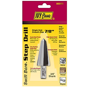 IVY Classic 09011 7/8" Single-Hole Smooth Step Drill, 1/Card