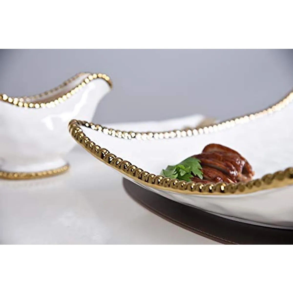 Pampa Bay Porcelain Rectangular Serving Platter Tray (Gold)