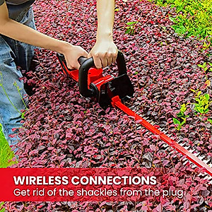 PULITUO 20V Cordless Battery Hedge Trimmer,23.5-inch Dual-Action Laser Blade, 3/5” Cutting Capacity, 2400 SPM, 2.0Ah Li-ion Battery, Lightweight & Compact Trimmer, Gardening Hand Pruner,Shrub Trimmer