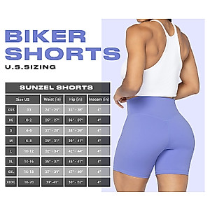 Sunzel Sunzfly Crossover Biker Shorts for Women, V Criss Cross High Waist Yoga Workout Gym Shorts with Tummy Control 4" Periwinkle Medium