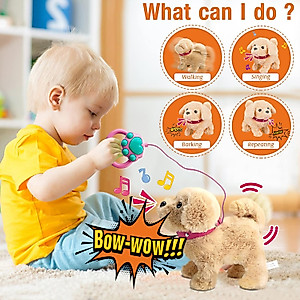 Koonie Talking Plush Golden Retriever Toy Repeats What You Say, Barks and Walks - Electronic Interactive Stuffed Puppy for Kids