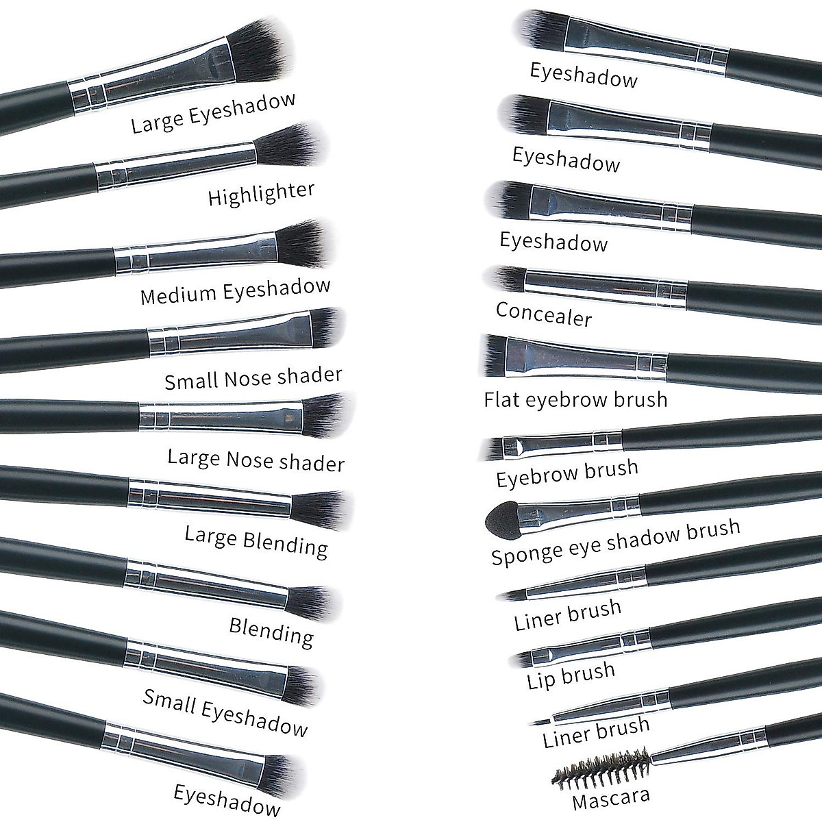 MSQ Eyeshadow Brushes Set 20pcs Makeup Eye Brushes Eyeshadow Blending Brush Eyebrow Eyeliner Lip Brush Beauty Brushes-Black