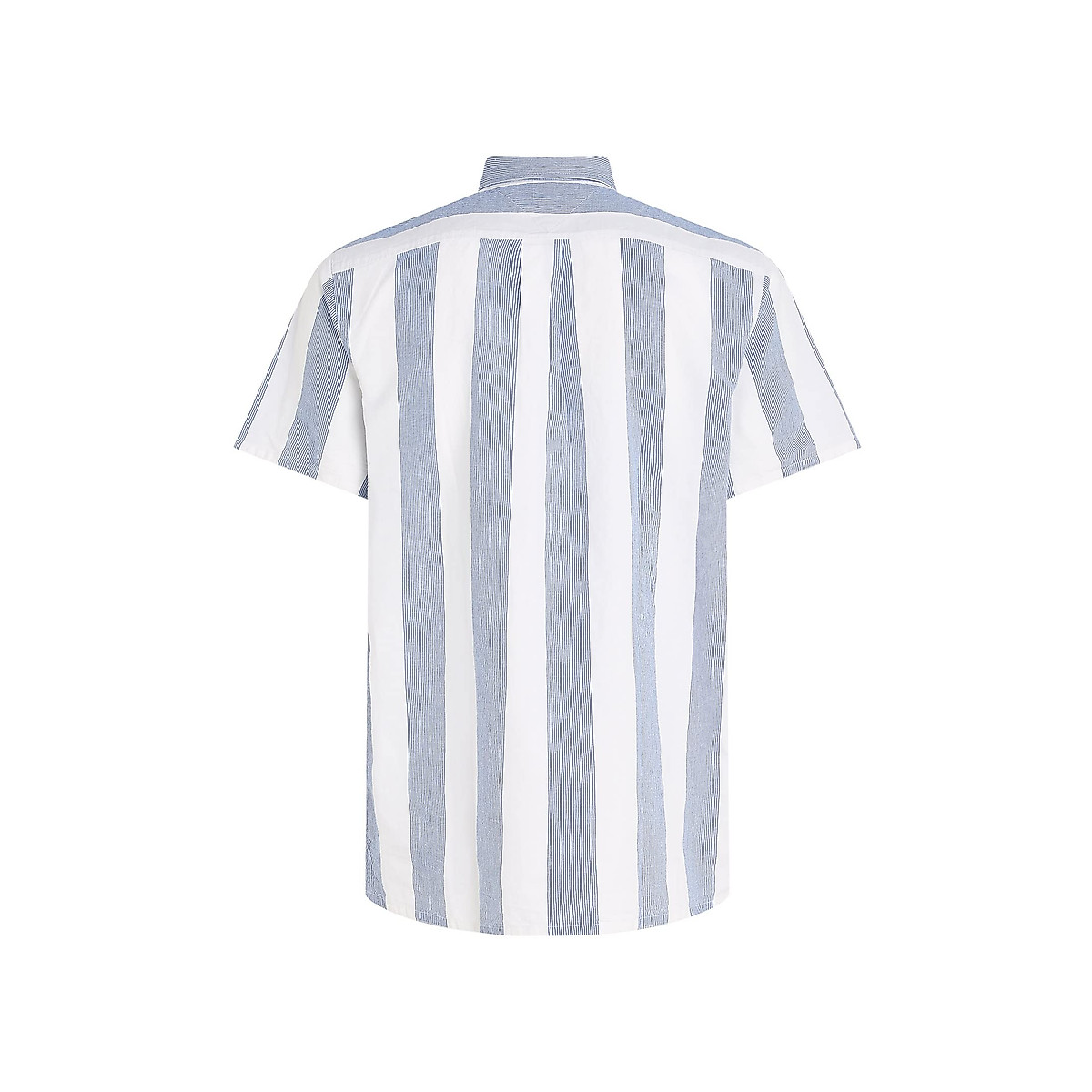 Tommy Hilfiger Men's Short Sleeve Linen Blend Shirt, Regular Fit, Ultra Blue/Optic White, Medium