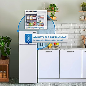 Unique Appliances UGP-260L W Solar Powered DC Refrigerator with Top Freezer Fridge for Bedroom, Campsite, and Off-Grid Locations, 9 cu./ft, White