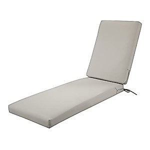 Classic Accessories Ravenna Water-Resistant 72 x 21 x 3 Inch Patio Chaise Lounge Cushion, Mushroom, Patio Cushion