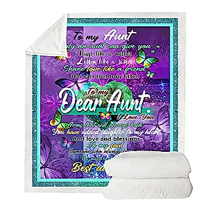 Aunt Gifts Blanket,Best Aunt Ever Gifts,Gifts for Aunt from Niece-Nephew, Birthday Christmas Valentines Day Gifts for Aunt Plush Soft Throw Blanket