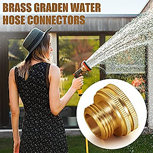 Solid Brass Garden Hose Adapter, 3/4'' GHT Garden Hose Male x 1'' NPT Female Connector, 1 Inch Male Garden Hose Thread to 1.3 Inch Pipe Fittings Thread, with Rubber Gasket and Sealant Tape