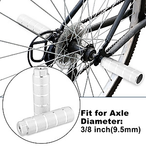 X AUTOHAUX 4pcs Aluminum Alloy Rear Foot Pegs Footrests Universal Silver Tone for BMX MTB Bike Bicycle Fit 3/8 Inch Axles