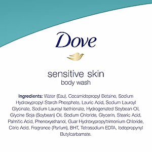 Dove Hypoallergenic Body Wash To Moisturize Sensitive Skin Body Wash For Sensitive Skin Sulfate and Paraben Free, 22 Fl Oz (Pack of 4)