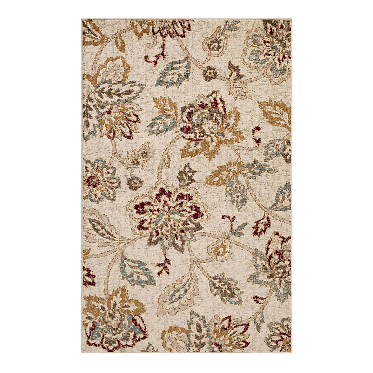 Superior Indoor Area Rug, Jute Backing, Plush Floral Rugs for Entryway, Living Room, Kitchen Floors, Bedroom, Office Floor Cover, Modern Farmhouse Rugs, Jacobean Collection, 8' x 10', Stone