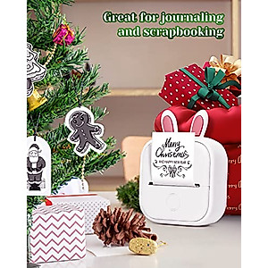 Memoqueen Mini Sticker Printer with 3 Rolls Paper T02 Mini Portable Thermal Printer,Sticker Maker Machine for Study, Brithday Gift, Journal, Work, Children DIY, Compatible with Phone & Tablet, White