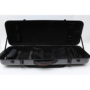 Adjustable 15-17 inch Viola Case 16 inch Hard Carbon Fiber Viola Box Composite with Neck Straps & Music sheet Bag (Black)