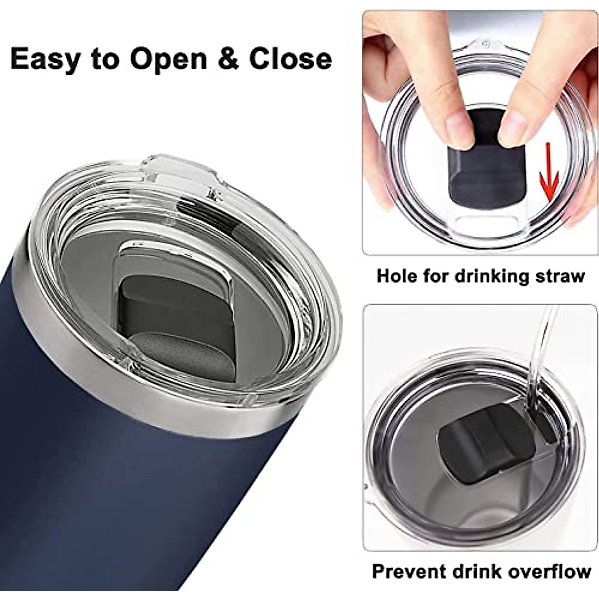 20 oz Magnetic Tumbler Replacement Lid - Compatible with yeti Rambler, Ozark Trail, Old Style Rtic and More - MagneticSlider Switch Spill Proof Tumbler Cover, BPA Free, Black(1 Pack)