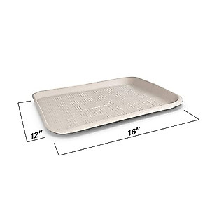 White Rectangular Molded Fiber Pulp Cafeteria Style Food Tray Size of 12”x 16” by MT Products (15 Pieces) - Made in The USA