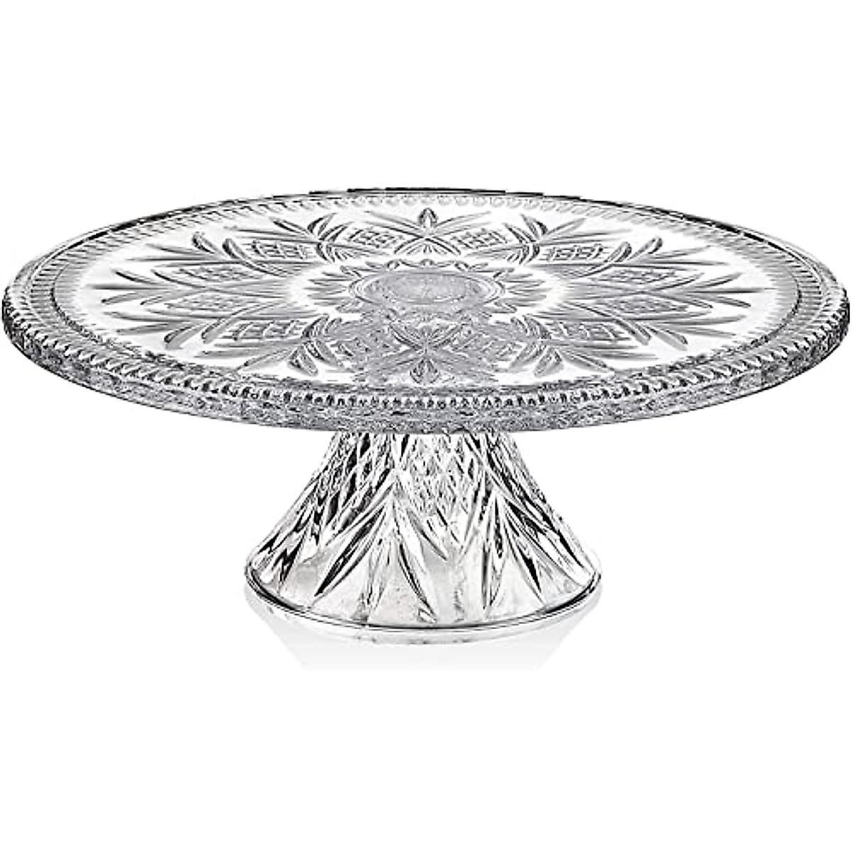 Lefonte Cake Stand, Crystal Footed Cake Plate Platter