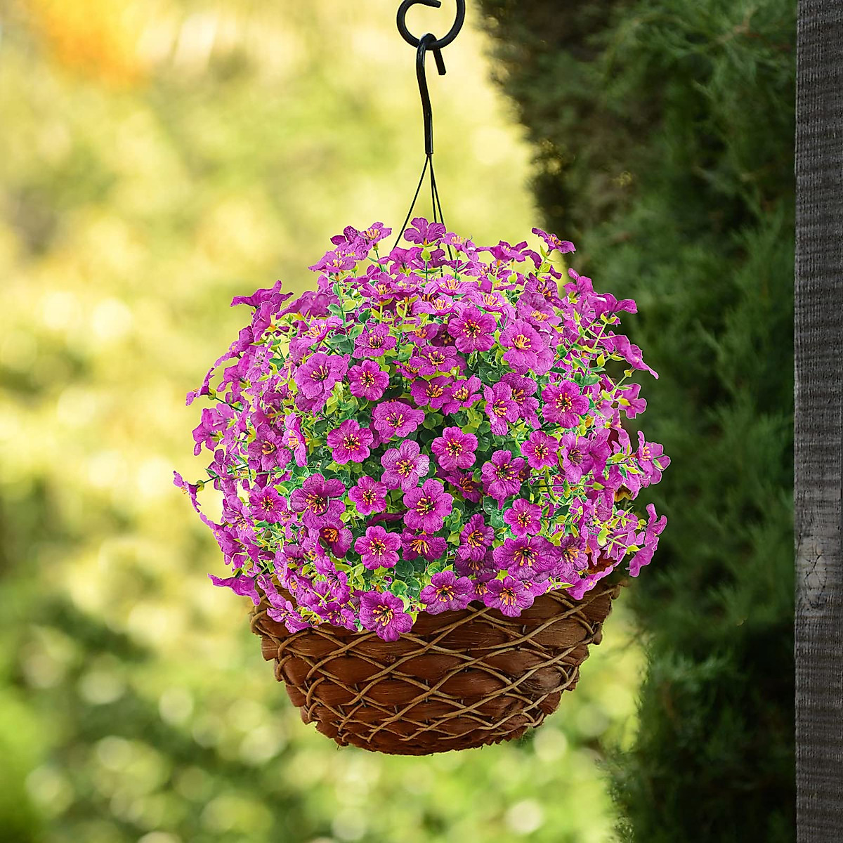 Tepaler Artificial Flowers 6 Bundles Outdoor UV Resistant Fake Flowers No Fade Faux Plastic Greenery Shrubs Home Garden Porch Window Box Decorating (Purple)