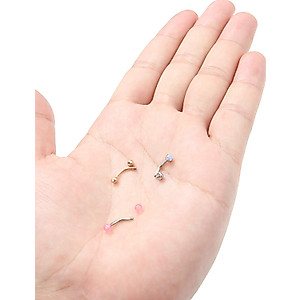 Prjndjw 16G Eyebrow Rings Surgical Steel Eyebrow Piercing Opal Glow in The Dark Cartilage Rook Daith Tragus Earrings Navel Belly Lip Curved Barbell Body Jewelry 5/16in(8mm) 12PCS 3mm