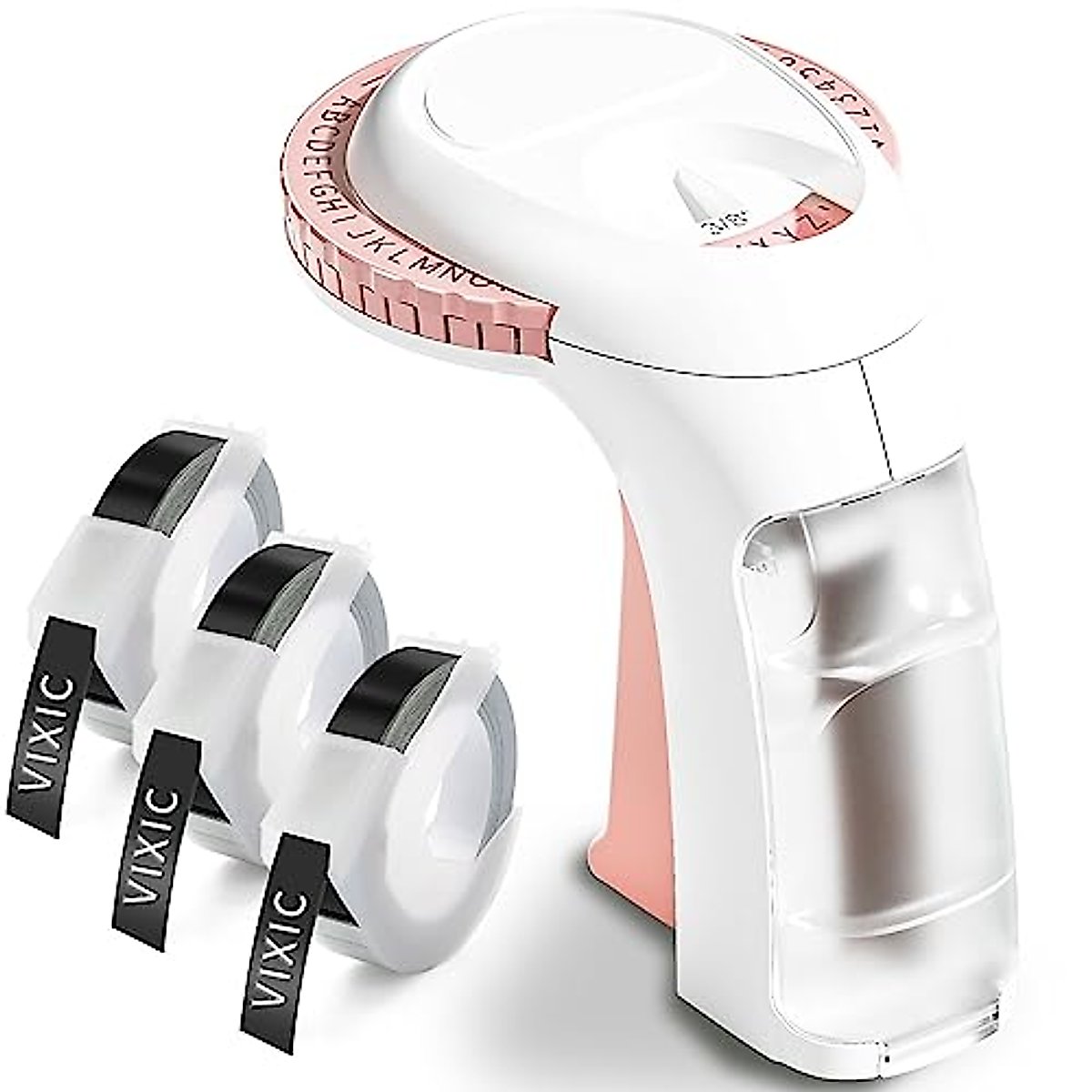 Vixic Embossing Label Maker Machine, Omega S Portable Handheld Embossed Label Maker Writer, Mini Embosser Label Maker with 3 Rolls Embossing Label Tapes for Home Office Organization