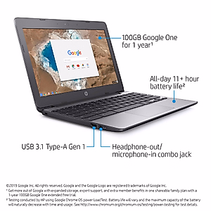 HP Chromebook 11-Inch Laptop, Intel Celeron N3060 Processor, 2 GB SDRAM, 16 GB eMMC Storage, Chrome OS (11-v000nr, Ash Gray)