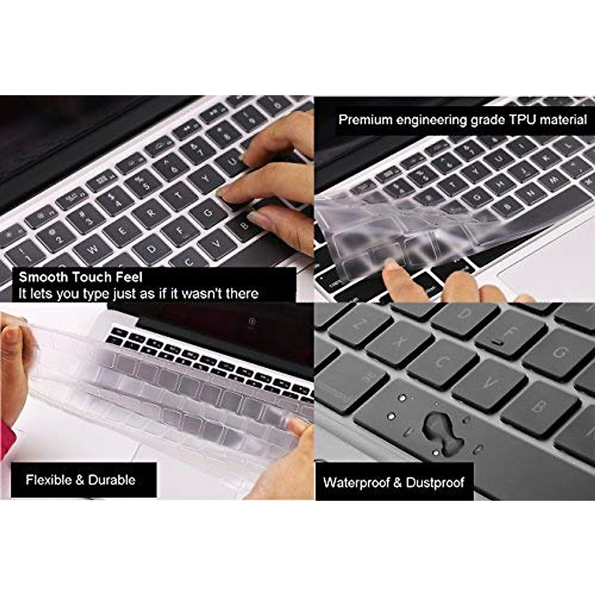 Ultra Thin Clear Keyboard Cover for Old MacBook Air 13 Inch A1466 A1369(Release 2010-2017) & MacBook Pro 13 Inch, MacBook Pro 15 Inch(2015 or Older Version, A1425 A1502 A1278 A1398), TPU