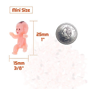 selizo Mini Plastic Babies, 100pcs Tiny Plastic Babies Small Baby King Cake Babies for Ice Cubes Baby Shower Game (1 Inch)