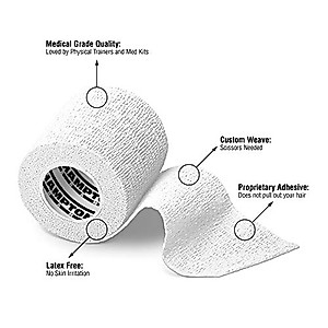 (14-Pack) 2” x 5 Yards | White Self Adhesive Bandage Wrap – Breathable Self Adherent Wrap for People & Pets - Athletic Elastic Cohesive Bandage for Sports Injury: Ankle, Knee & Wrist sprains