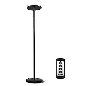 Tenergy Torchiere Dimmable LED Floor Lamp, Remote Controlled 30W (150W Equivalent) Standing Lamp, 90° Adjustable Top, Wall Switch Smart Outlet Compatible, Warm White Light
