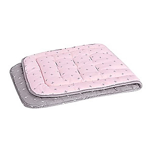 Baby Stroller Seat Liner Kids Pushchair Seat Cushion Mat Universal Breathable Stroller Liner Insert Stroller Cushion Pad Thick Cotton Stroller Liner Seat Pad Cover for (Pink&Gray)