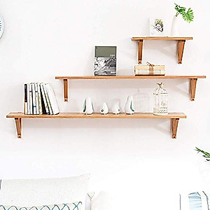 PIBM Stylish Simplicity Shelf Wall Mounted Floating Rack Shelves Storage Shelf Simple Modern Triangle Fixed Wear Resistant Durable Bookshelf,5 Sizes, Wood Color , 120x20x8cm
