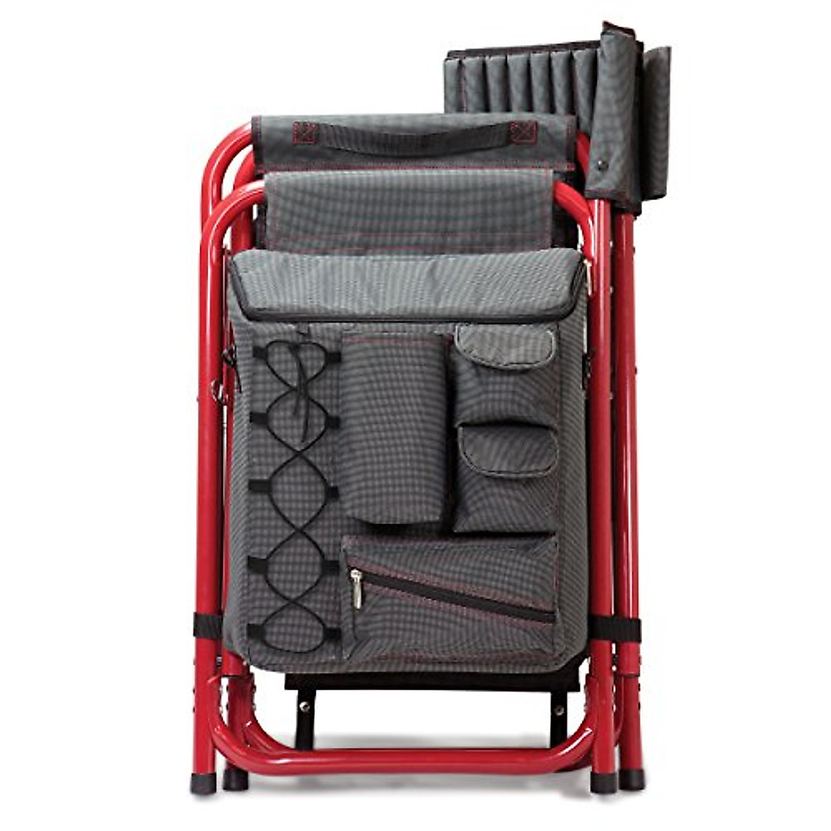 ONIVA - a Picnic Time Brand Fusion Original Design Outdoor Folding Chair, Gray with Red Frame , 33 x 7 x 21