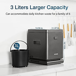 IUHAND Compost Bin Kitchen, Smart Waste Kitchen Composter, Electric Composter Indoor/Outdoor with Base, Food Cycler with 3L Capacity, Compost Machine for Countertop, Counter, Starry Gray