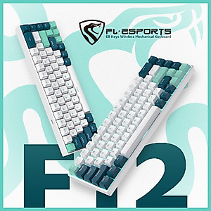 FL ESPORTS F12 65% Three-Mode Wireless Mechanical Keyboard, 68 Keys RGB BT 5.0/2.4Ghz Gaming Keyboard w/Light Tactile Kailh Box White Switch, PBT Keycaps, Durable Durable Battery