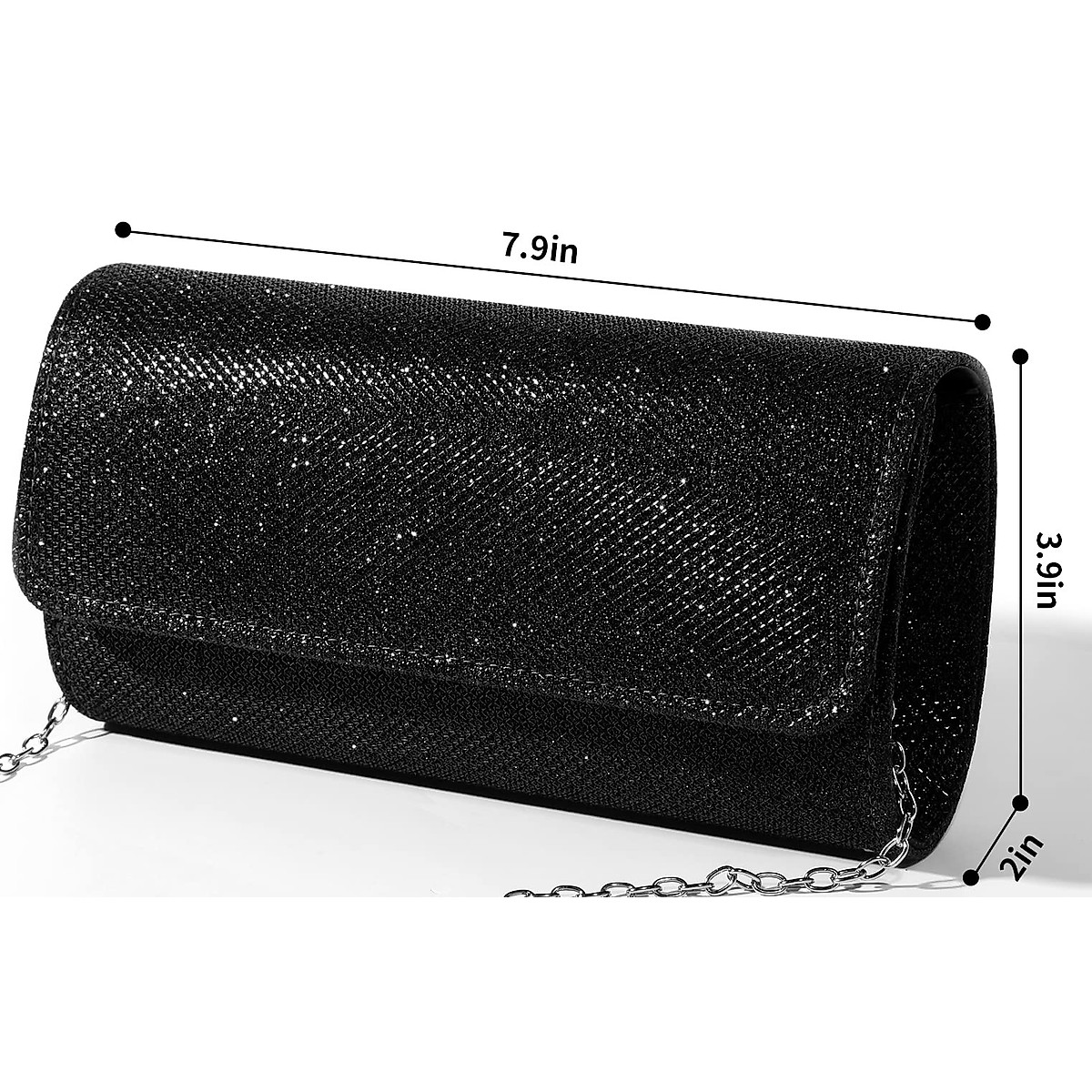lovyoCoCo Evening Bag Clutch Purses for Women Ladies Sparkling Party Handbag Wedding Bag (Black)