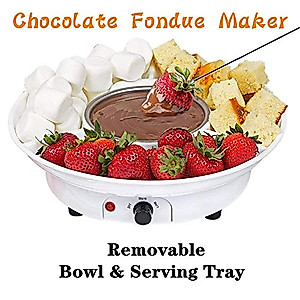 Chocolate Fondue Maker - 110V Electric Chocolate Melting Fondue Pot Set with 4 Steel Forks, Stainless Steel Bowl, Serving Tray, Upgraded Heating Material for Melting