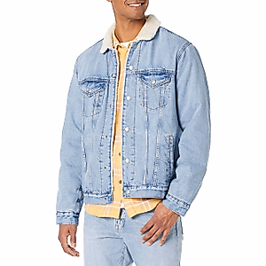 GAP mens Icon Sherpa Denim Jacket, Light Wash, Small US