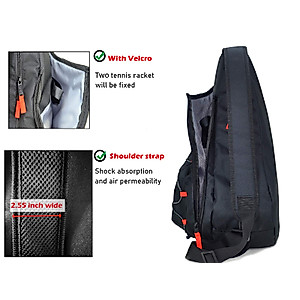 d'yallee Tennis Bag for Men Women, Racquetball Pickleball Paddle Squash Sling Bags Crossbody Sports Backpack Adult with USB Charge Port (Black)