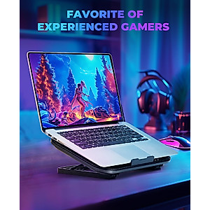 HAVIT Laptop Cooling Pad with 6 Quiet Fans and Adjustable Heights for 12-14.1 Inch Laptops, Dual USB Ports, Phone Holder, Efficient Cooling Stand for Heat Dissipation