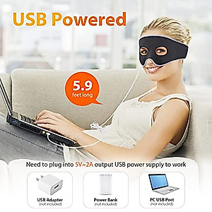 Comfheat USB Sinus Relief Mask Moist Heat Face Heating Pad for Sinus Pressure, Nasal Congestion, Sinusitis, Allergies, Stress, 3 Heat Settings, Warm Compress Therapy for Car Travel (Non-Rechargeable)