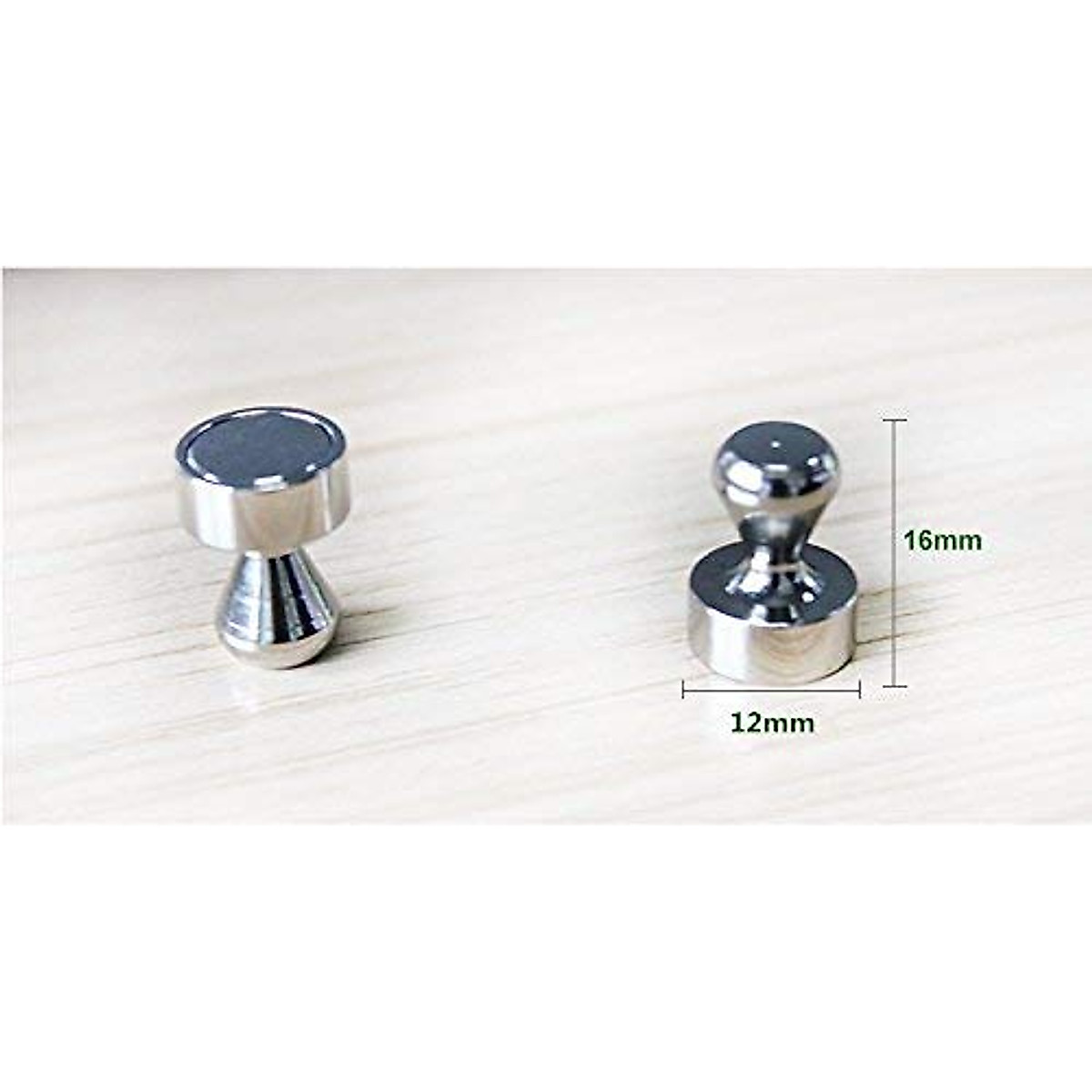 Brute Magnetics 12Pcs Brushed Nickel Magnetic Push Pins, Classroom Decor, Fridge Magnets, Locker Magnets, Magnetic Thumb Tacks for Kitchen, Office, School, Whiteboard, Neodymium Magnet