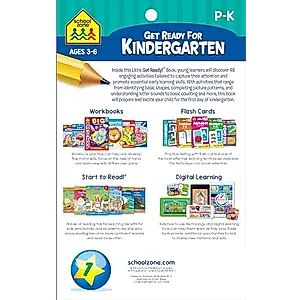 School Zone Get Ready for Kindergarten Workbook: 48 Pages, Pre-K, Preschool, Kindergarten, Letters, Numbers, Shapes, Colors, Matching, Ages 3 to 6 (Little Get Ready! Book Series)