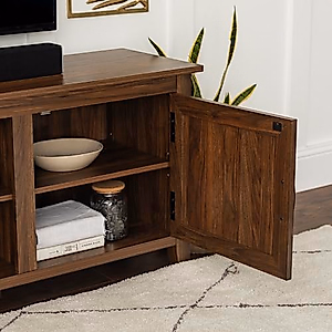Walker Edison Ashbury Coastal Style Grooved Door TV Stand for TVs up to 80 Inches, 70 Inch, Dark Walnut
