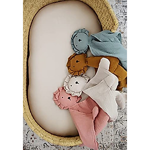 Marlowe & Co Organic Cotton Muslin Lion Lovey Blanket, Organic Cotton Muslin Lion Security Blanket (Toffee)