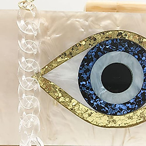 DDQYYSPP Acrylic Evil Eye Purse Women Box Evening Bags and Clutches Chain Shoulder Crossbody Handbag, Beige